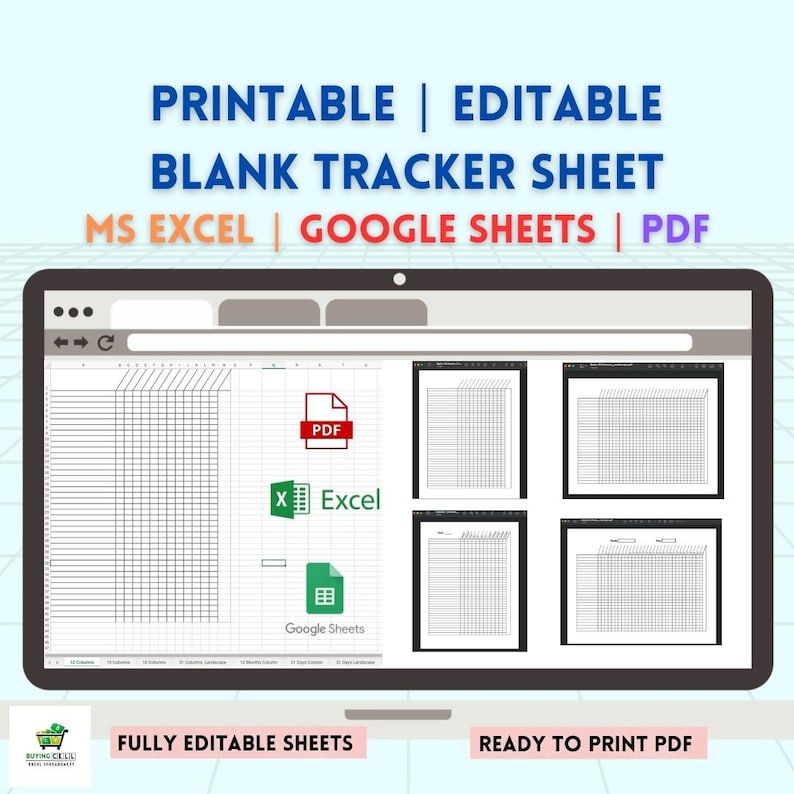 Printable Tracking Spreadsheet – PDF, Excel & Google Sheets | 12-month ...
