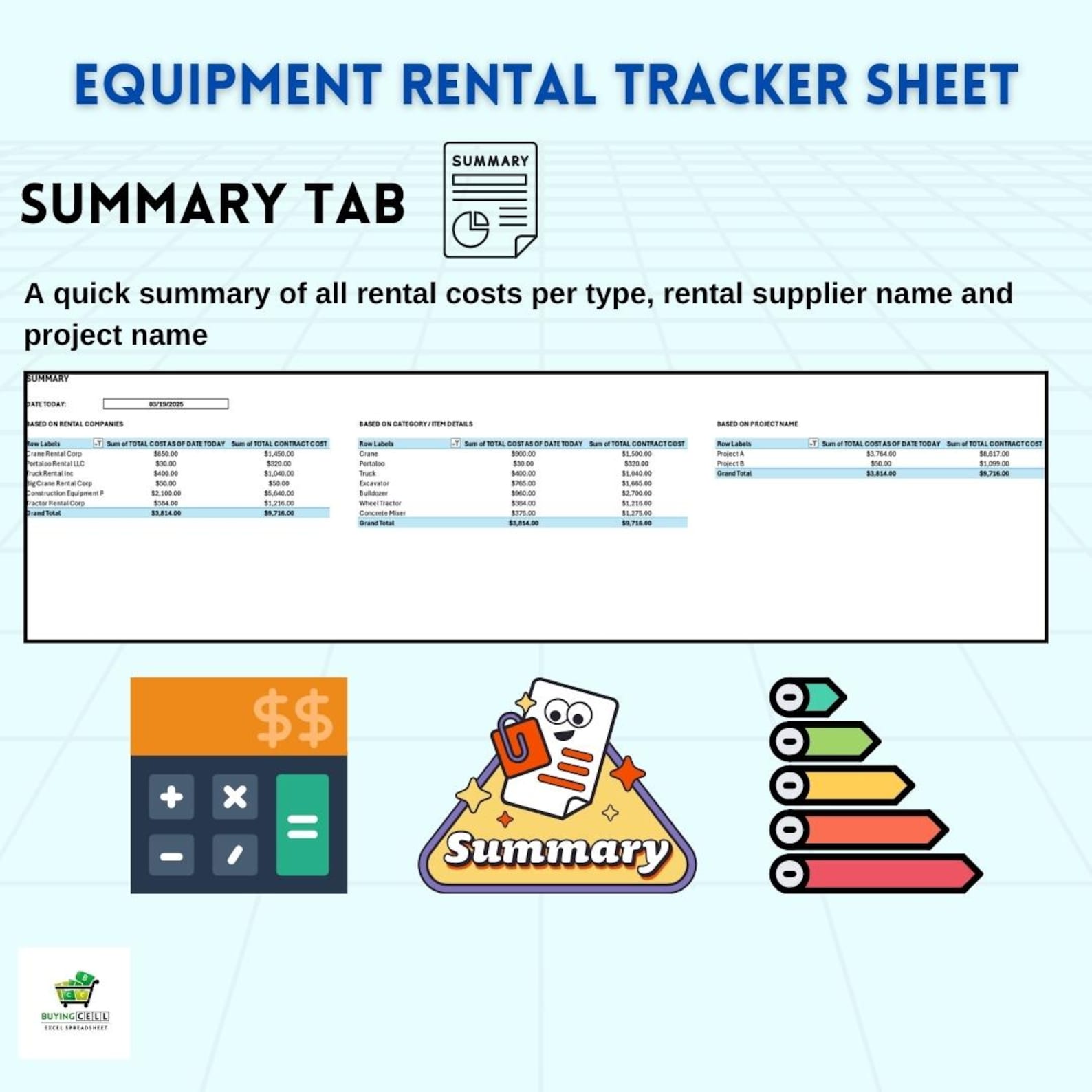 Equipment Rental Tracker - Excel Cost Calculator Tool for Rental ...