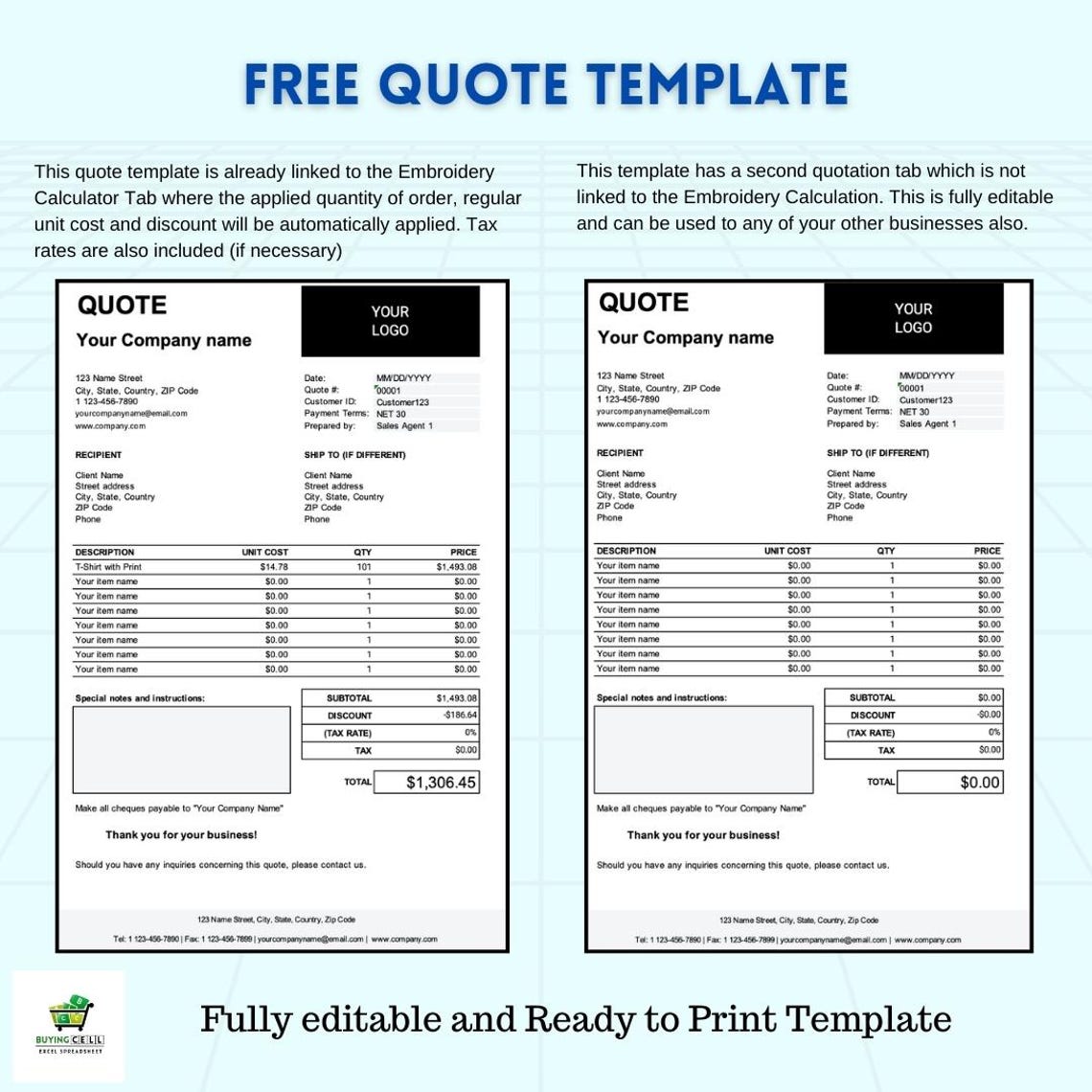 Embroidery Pricing Calculator Excel Template, Price Handmade Products ...
