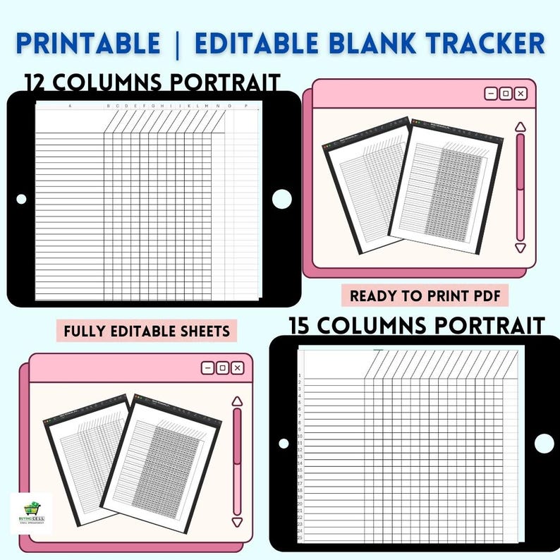 Printable Tracking Spreadsheet – PDF, Excel & Google Sheets | 12-month ...