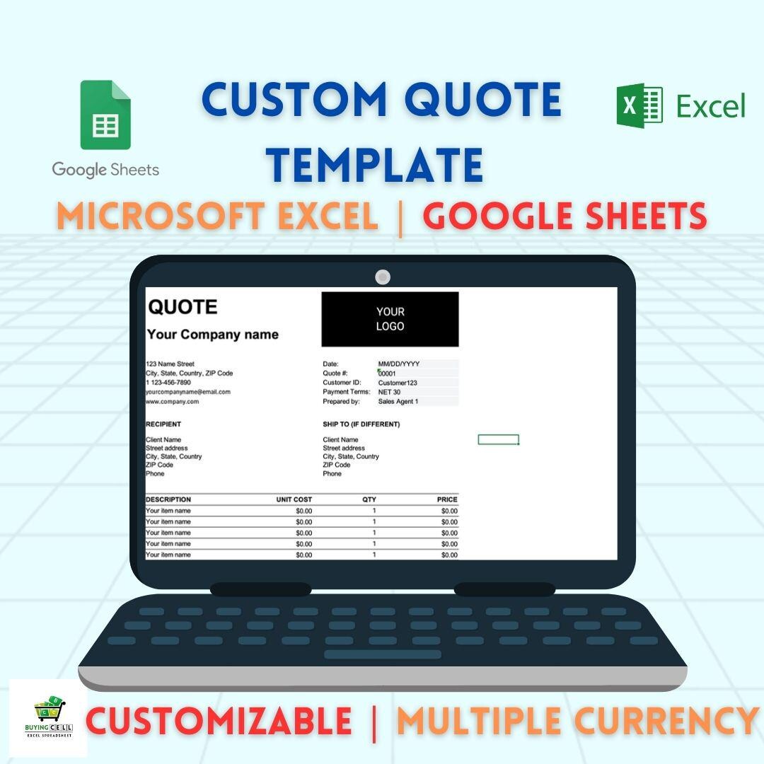 Custom Quote Template Excel | Quote by Lot & Itemized | Business ...