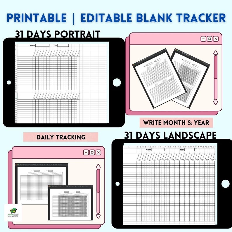 Printable Tracking Spreadsheet – PDF, Excel & Google Sheets | 12-month ...