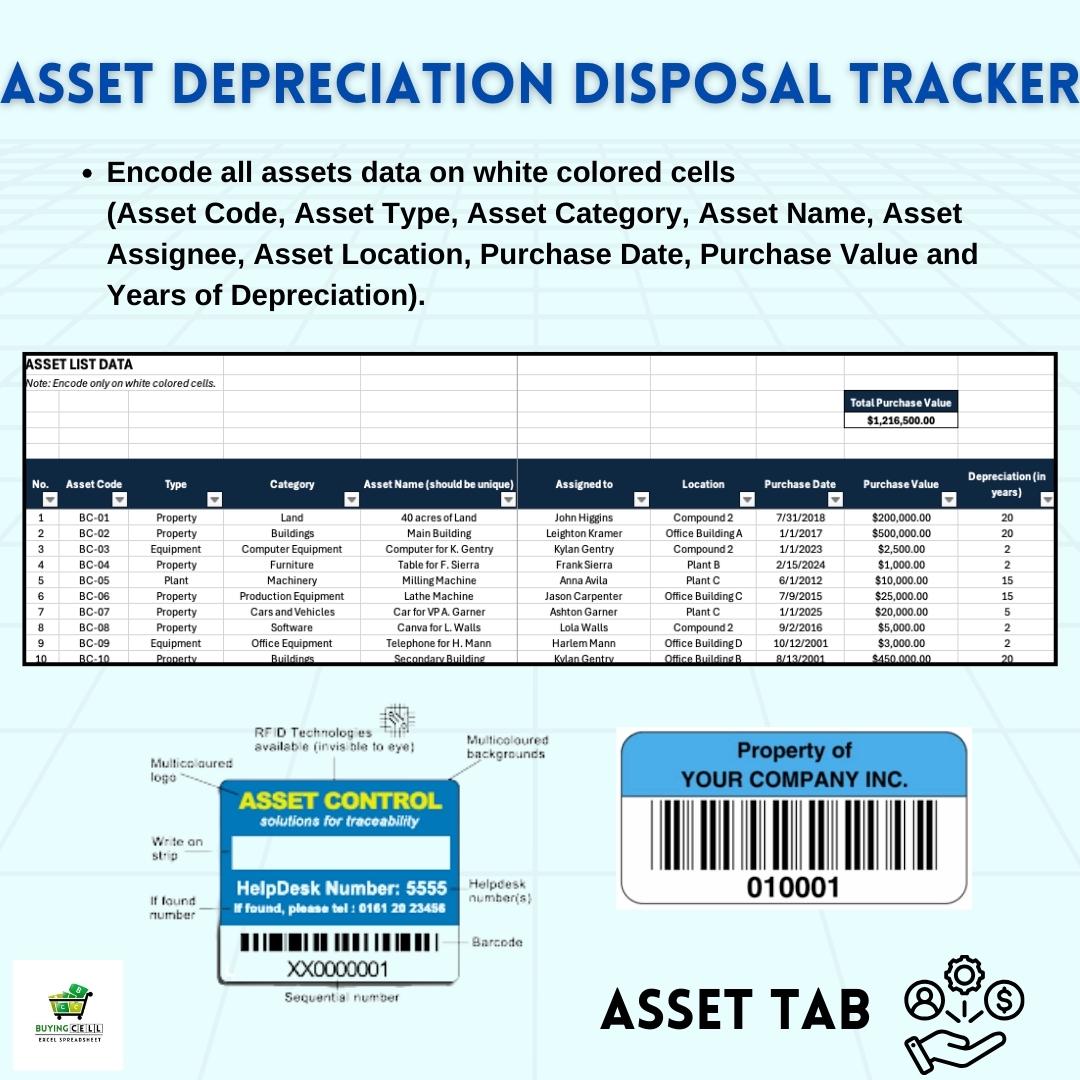 Asset Disposal Tracking Template, Asset Tracker Google Sheets ...