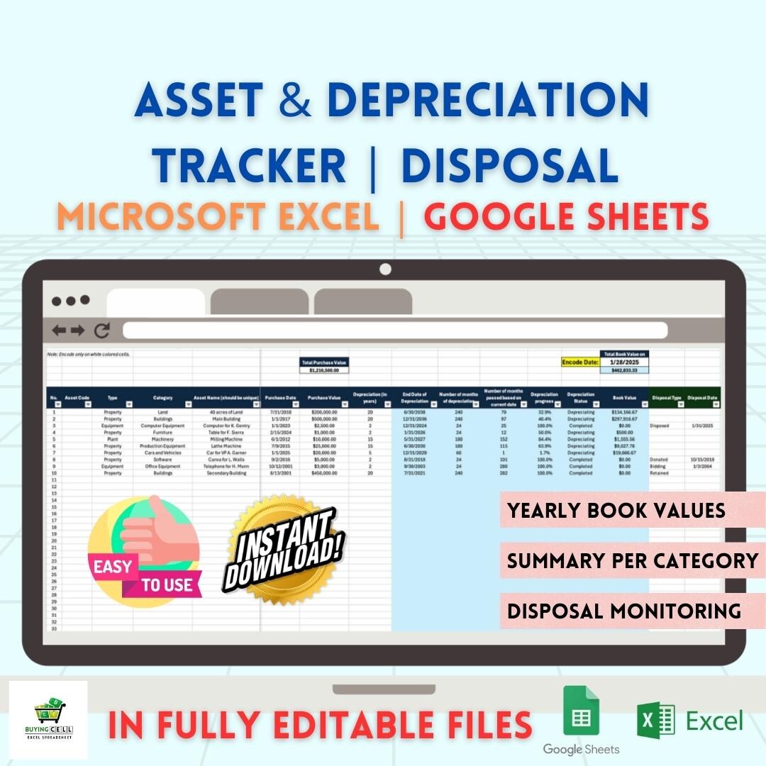Asset Disposal Tracking Template, Asset Tracker Google Sheets ...