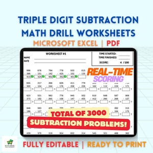 Printable Triple Digit Math Subtraction Worksheets | Homeschool ...