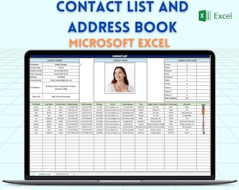 Contact List Google Sheets & Excel | Digital Phone Book Emergency Contact Finder Address Book ...