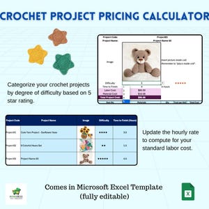 Crochet Project Cost Calculator Excel | Crochet Pricing Template for ...