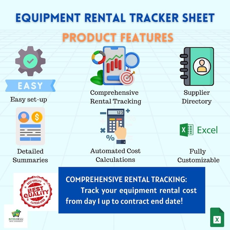 Equipment Rental Tracker - Excel Cost Calculator Tool for Rental ...