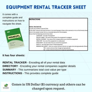 Equipment Rental Tracker - Excel Cost Calculator Tool for Rental ...