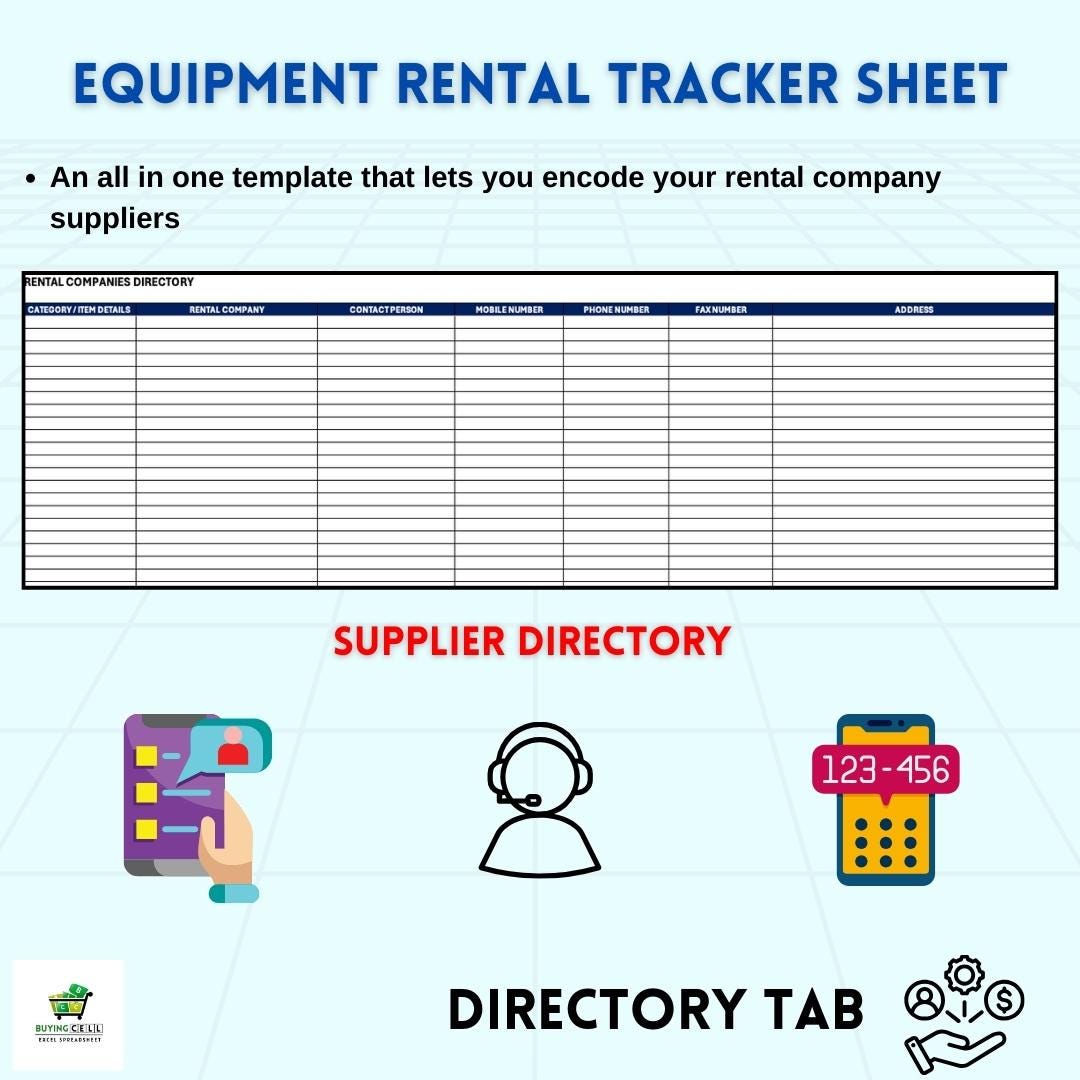 Equipment Rental Tracker - Excel Cost Calculator Tool for Rental ...