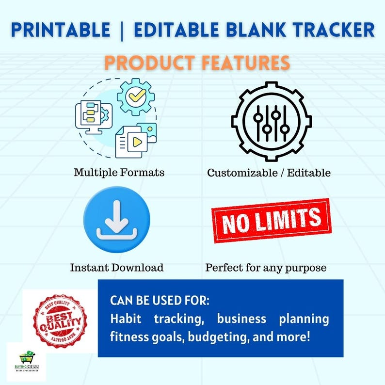 Printable Tracking Spreadsheet – PDF, Excel & Google Sheets | 12-month ...