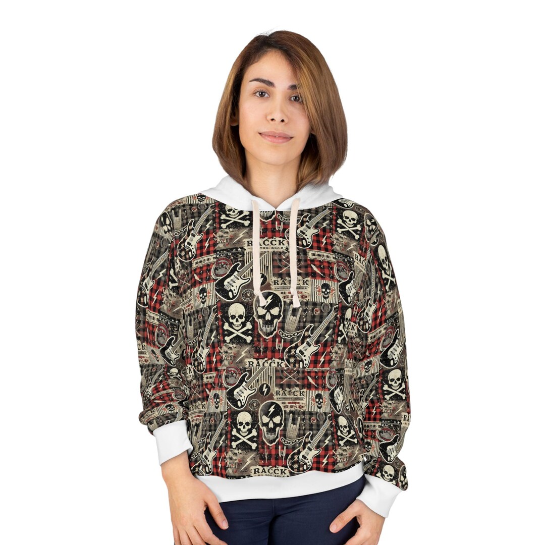 Distressed Textures, Plaid, and Rock Band-inspired Graphics Women ...
