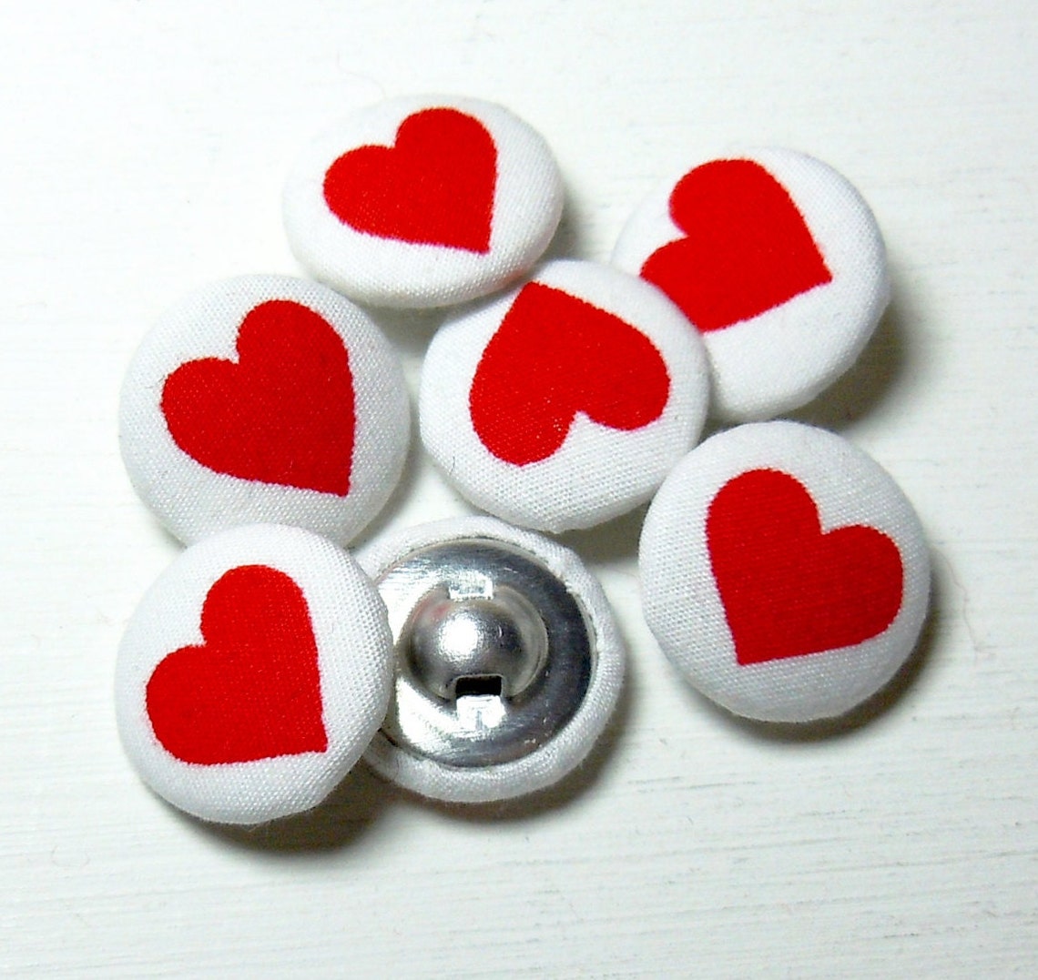 Red Heart Fabric Buttons - Etsy