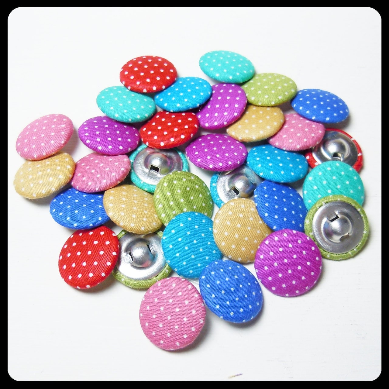 Polka Dot Fabric Buttons - Etsy