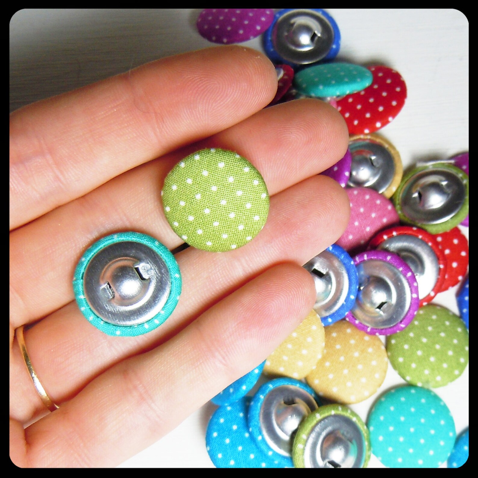 Polka Dot Fabric Buttons - Etsy