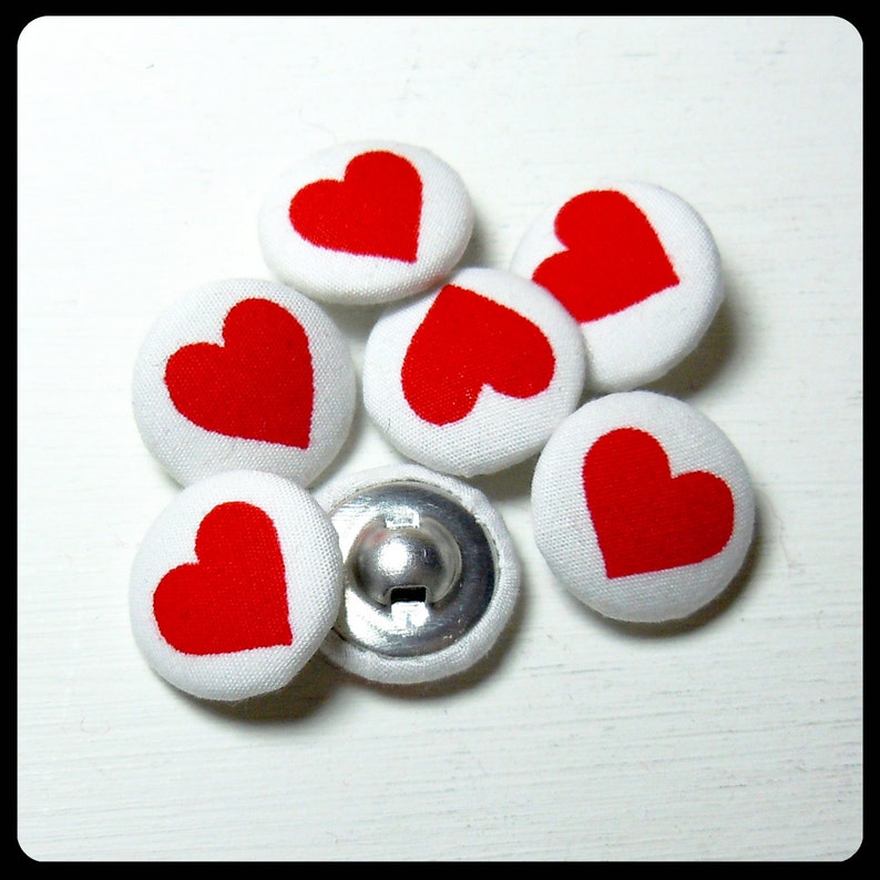 Red Heart Fabric Buttons | Etsy Red Heart Fabric Buttons | Etsy