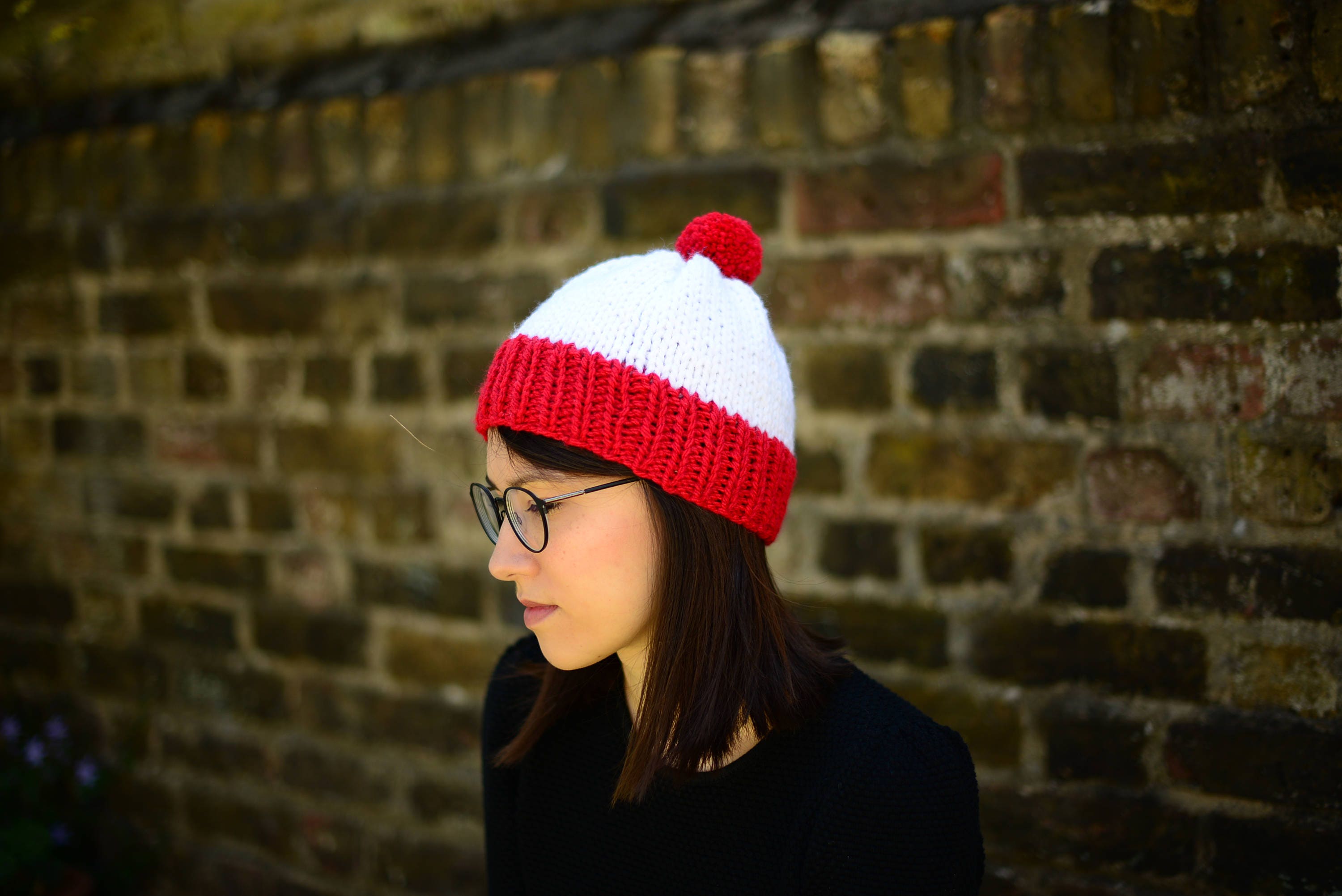 Where's Waldo Inspired Hat, Where's Wally Hat, Pom Pom Knitted Hat ...
