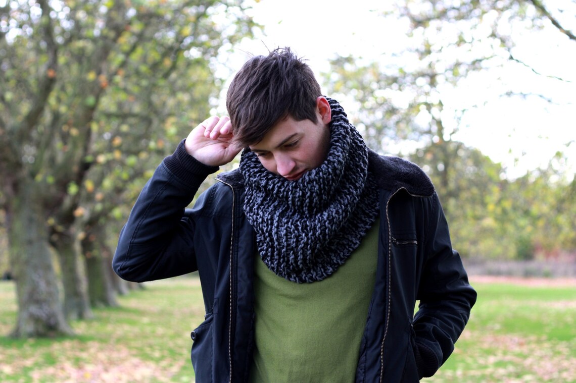 Men's Chunky Cowl Men's Scarf Men's Snood Hand Knit Cowl Neck Scarf ...