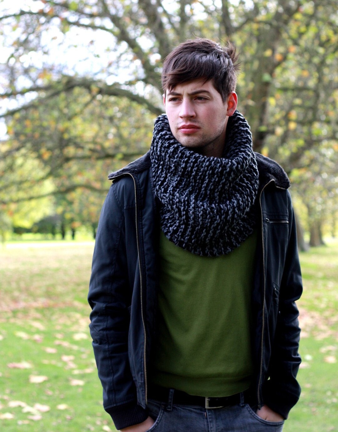 Men's Chunky Cowl Men's Scarf Men's Snood Hand Knit Cowl Neck Scarf ...