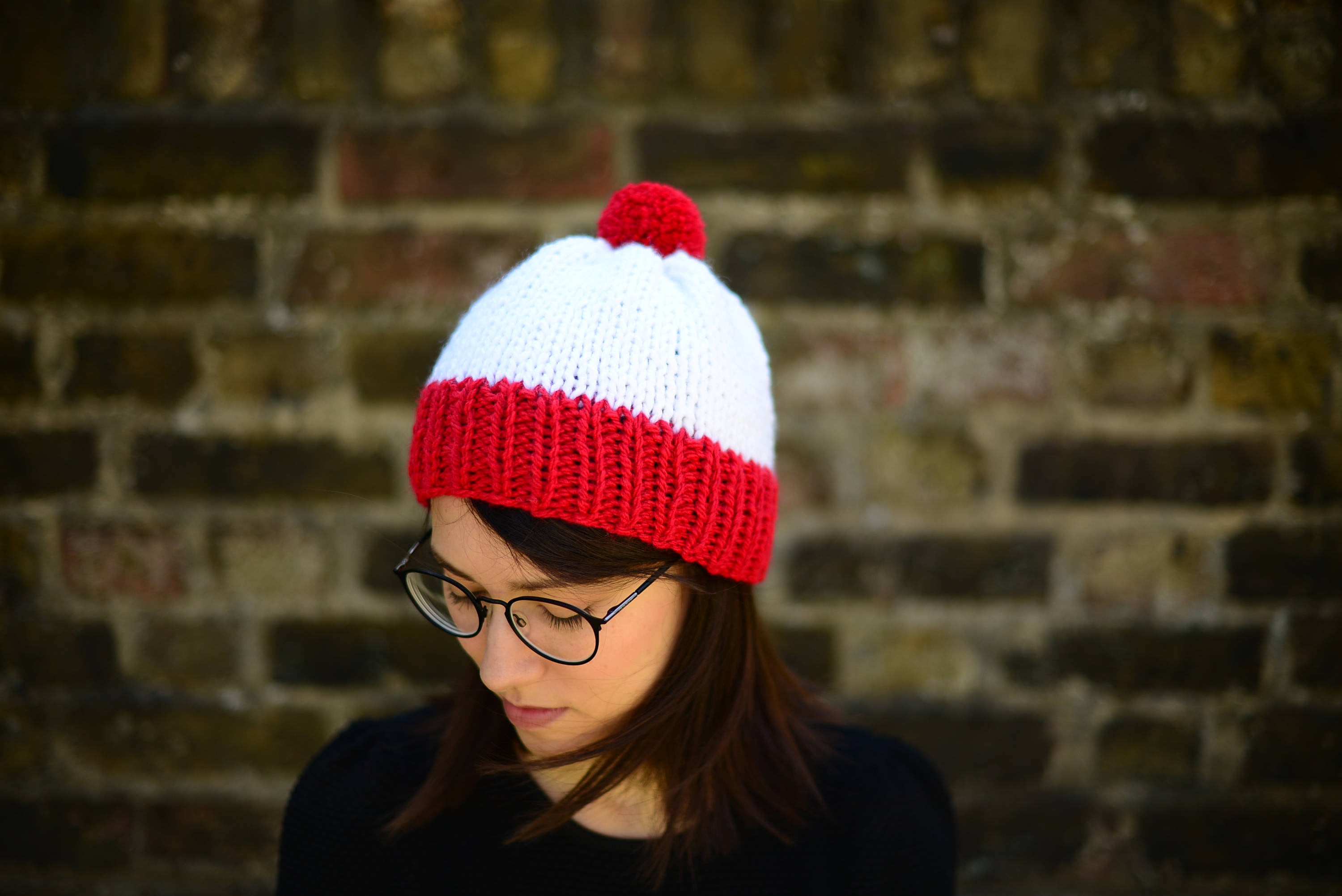 Where's Waldo Inspired Hat, Where's Wally Hat, Pom Pom Knitted Hat ...