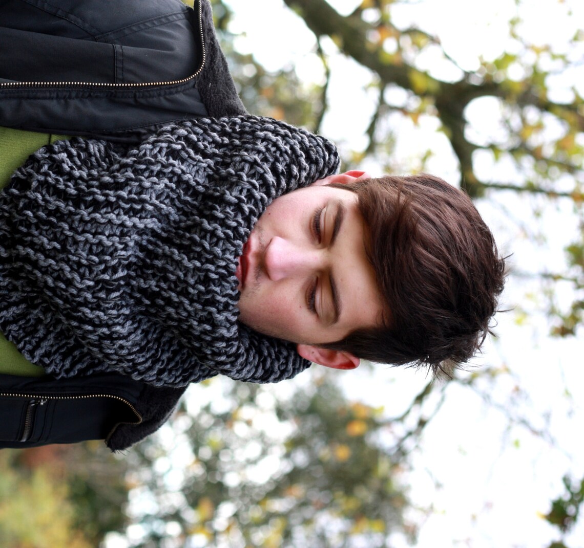 Men's Chunky Cowl Men's Scarf Men's Snood Hand Knit Cowl Neck Scarf ...