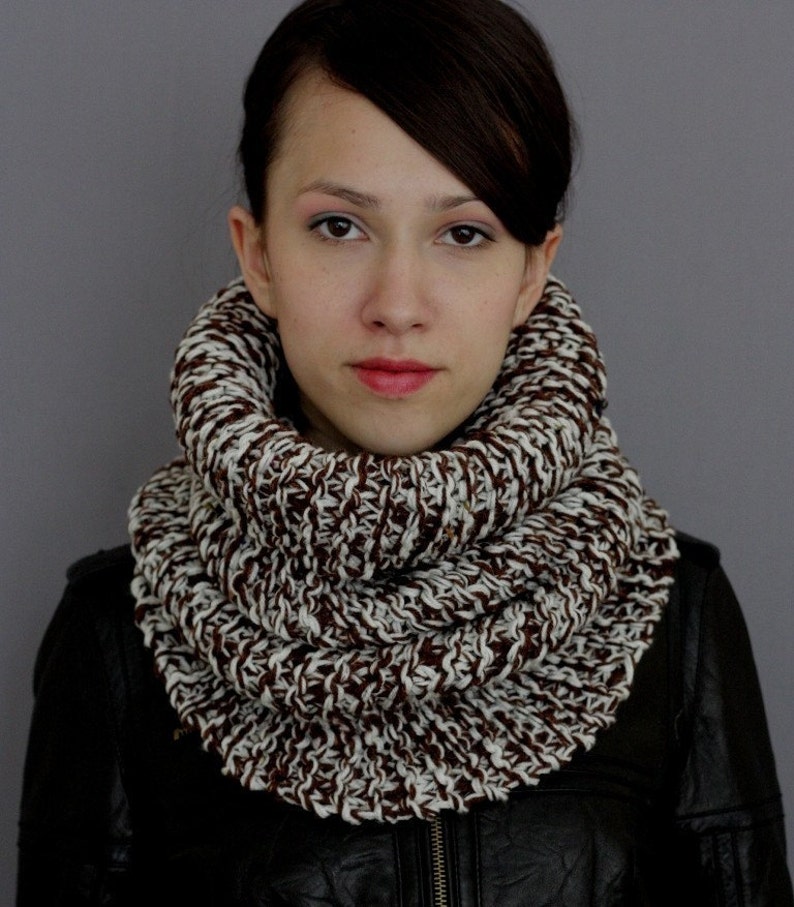 Men's Cowl Scarf, Women's Cowl Scarf, Chunky Knit Cowl, Brown Mix - Etsy