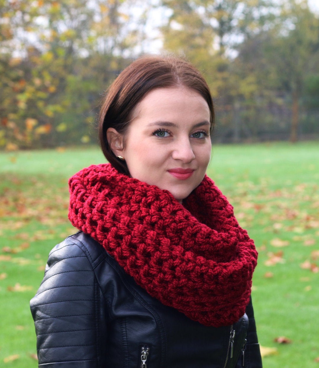 Red Circle Scarf, Women's Scarf, Crochet Scarf, Spring Accessories - Etsy