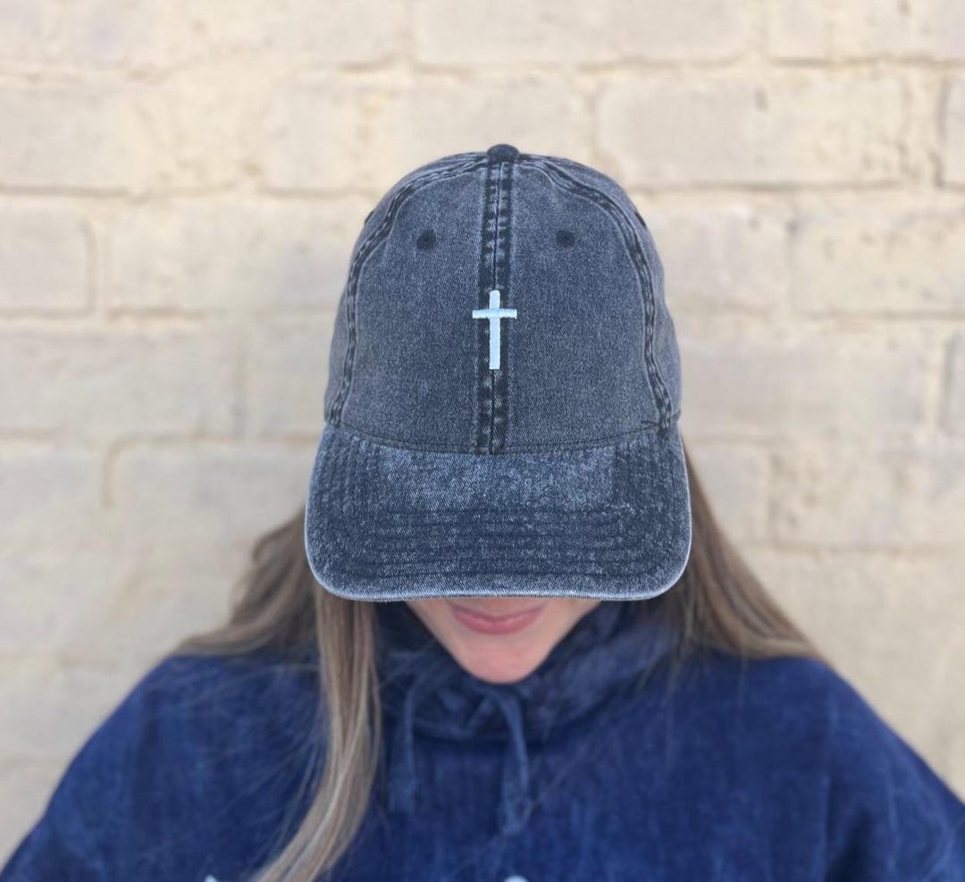 Denim Cross Hat | Christian Cross Baseball Cap - Etsy