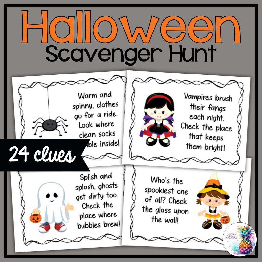 Halloween Scavenger Hunt – Indoor Kids Game (printable PDF) - Etsy