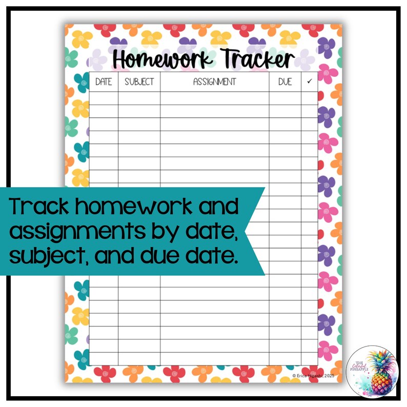 Printable Homework Tracker, Weekly Calendar, Student Planner ...