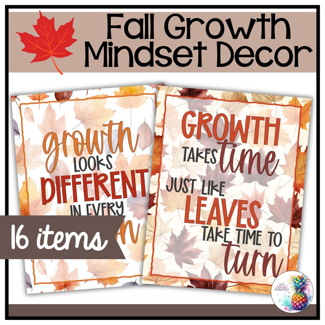 Fall Growth Mindset Posters: Classroom SEL Decor & Reflection Prompts ...