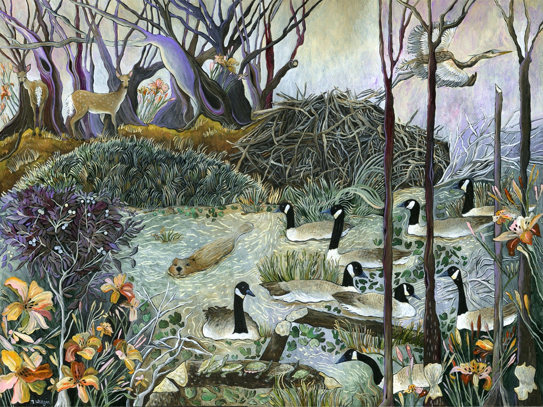 Beaver Lodges Art Print of Original Painting - Etsy