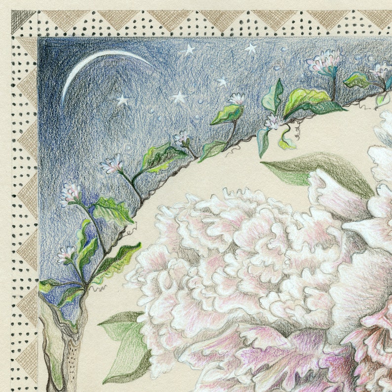 Art Print Original Colored Pencil Drawing Sampler Style - Etsy