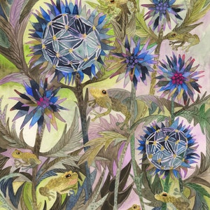 Art Print Echinops Thistles and Peeper Frogs #2 - Etsy