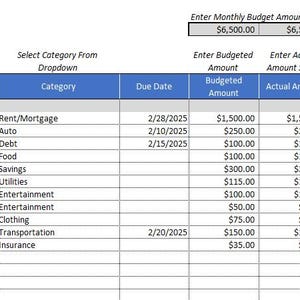 Monthly Budget Tracker Spreadsheet Template - Etsy
