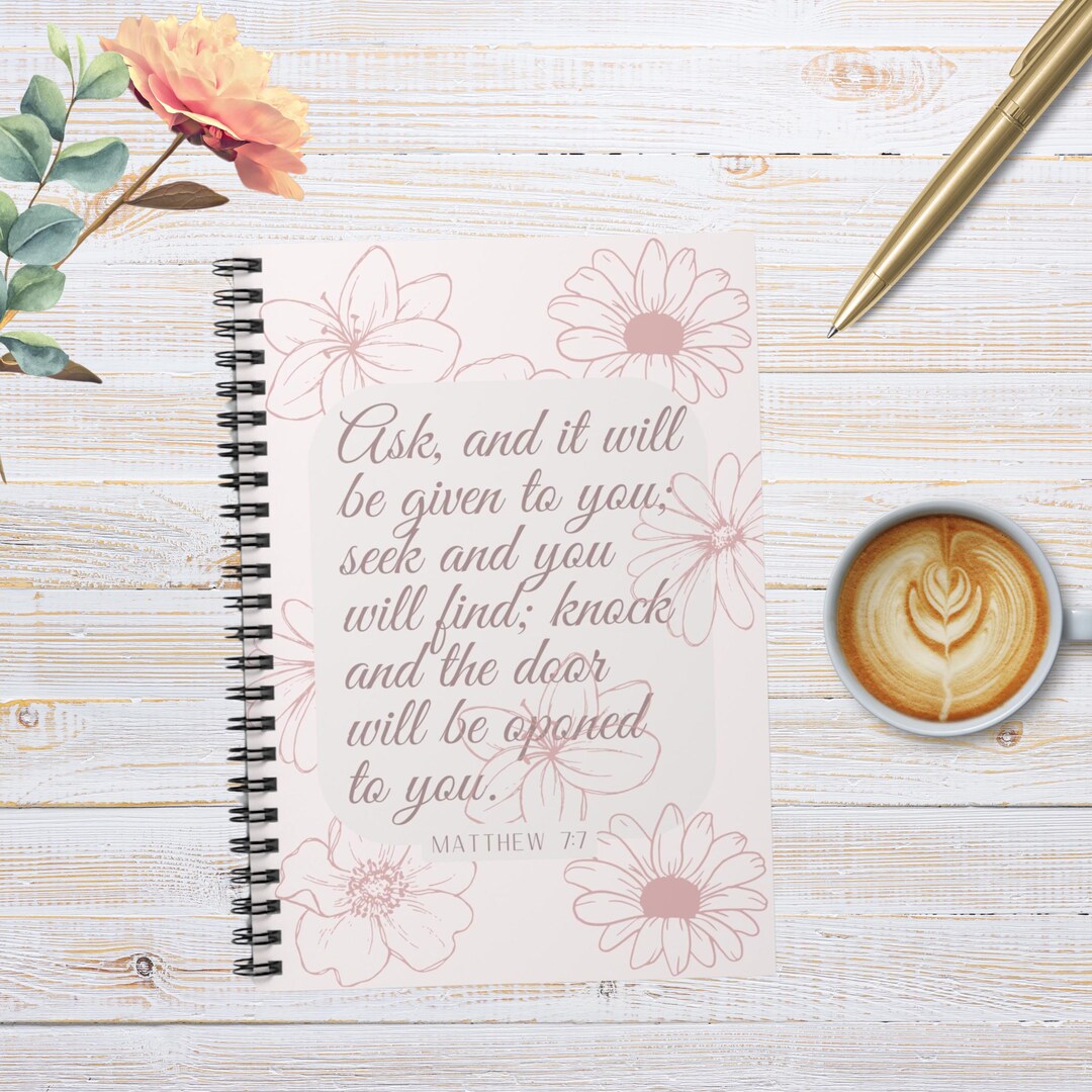 Bible Verse Spiral Notebook, Matthew Scripture Christian Journal, Women ...