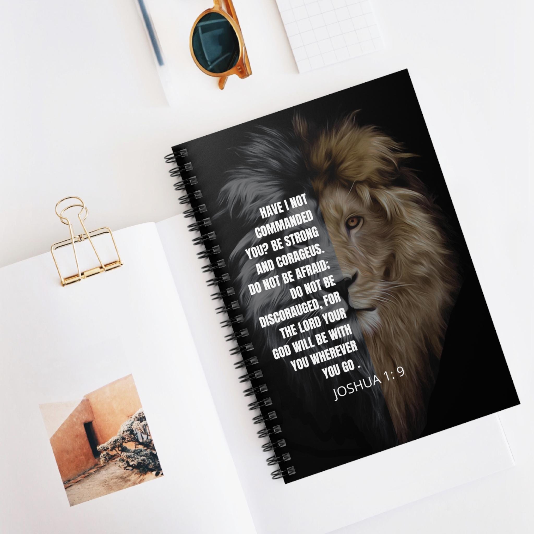 Bible Verse Spiral Notebook, Joshua 1:9 Scripture Christian Journal ...
