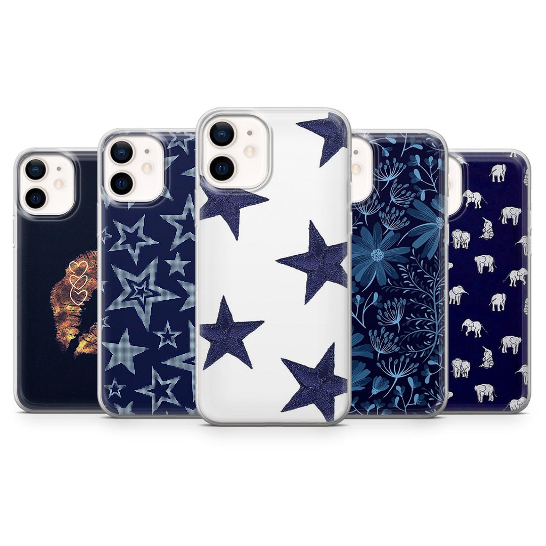Navy Blue Phone Case Royal Blue Elegant Stars Cover for iPhone 16pro ...