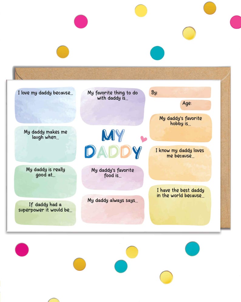 Birthday Card for Dad From Kids, Daddy, Fill in Blanks, Toddler ...
