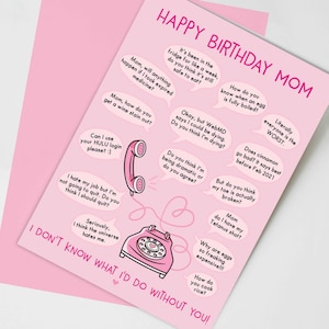 Mom Birthday Cards Funny, Card for Mom, Calls, Calling With Questions ...