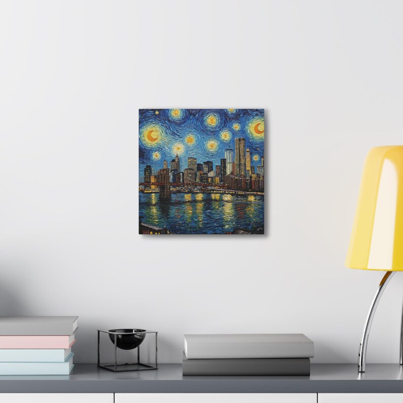 New York City Starry Night - Van Gogh Inspired Skyline Print - Canvas ...