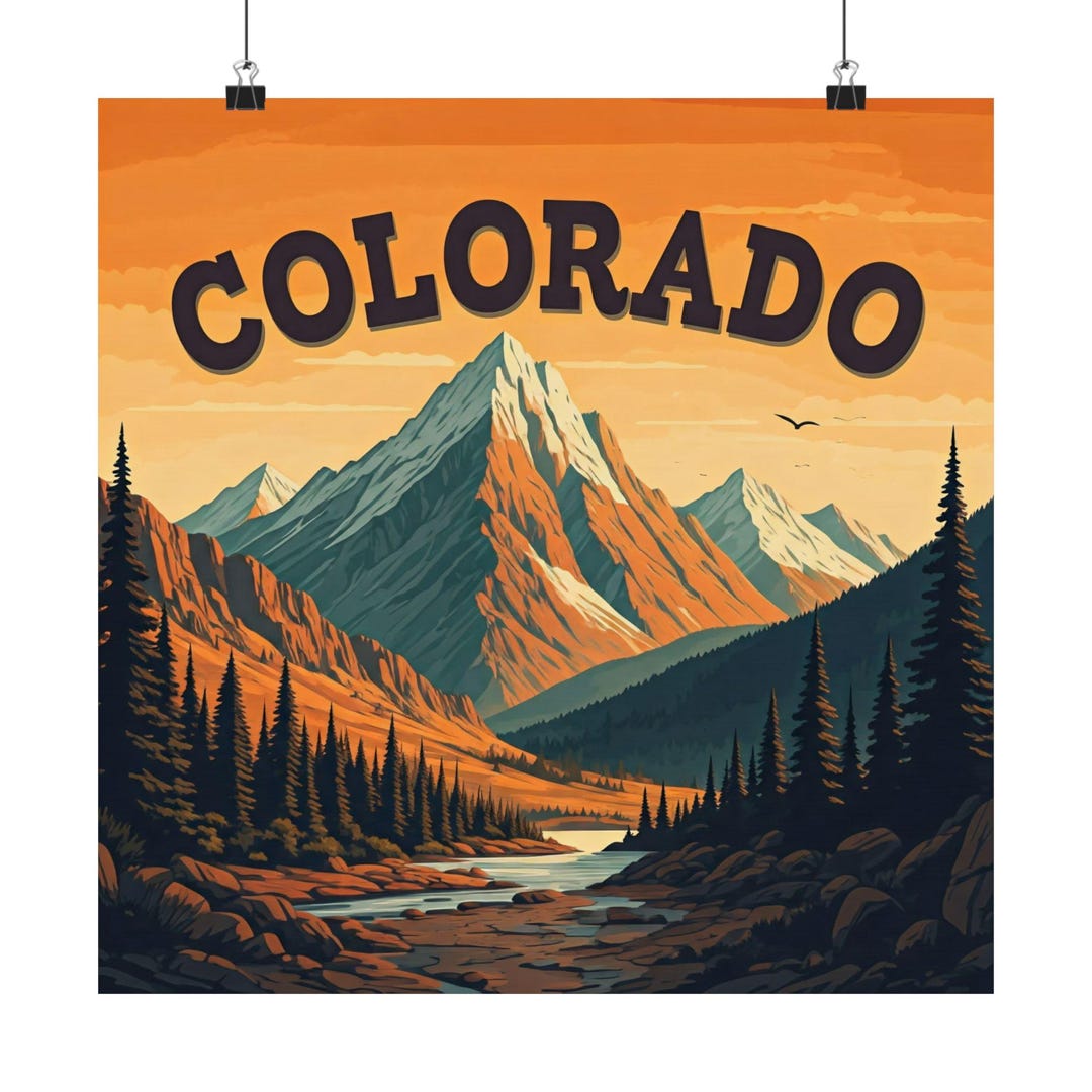 Modern Colorado Poster Minimalist Mountain Landscape Poster Colorado ...