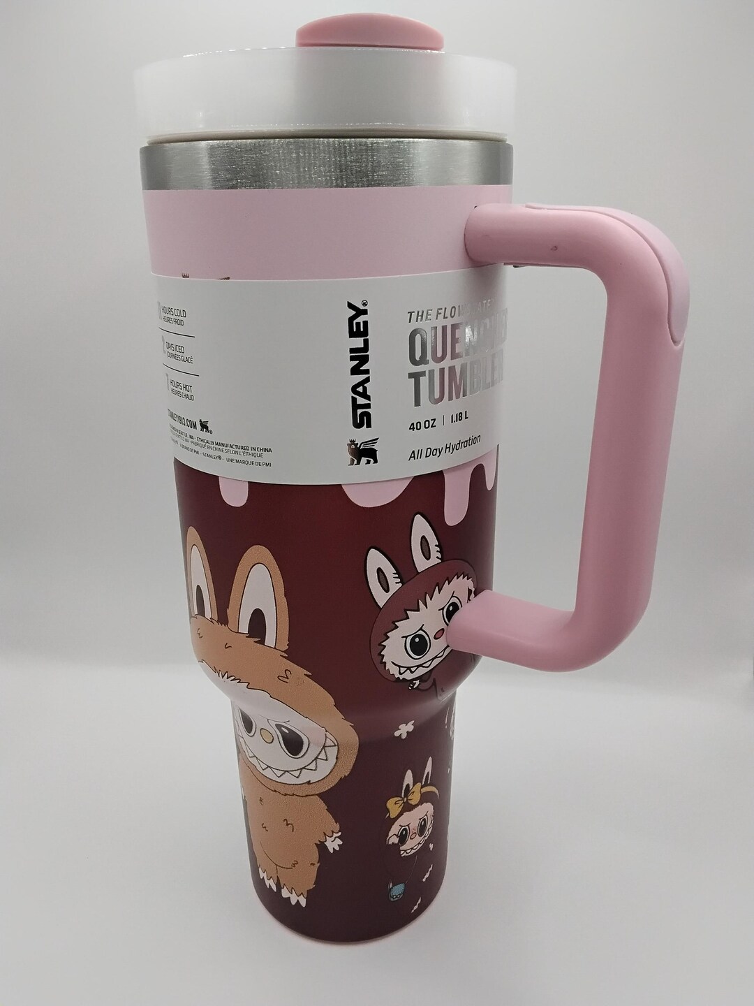 Pink and Chocolate Colored Labubu Stanley Tumber 40oz - Etsy