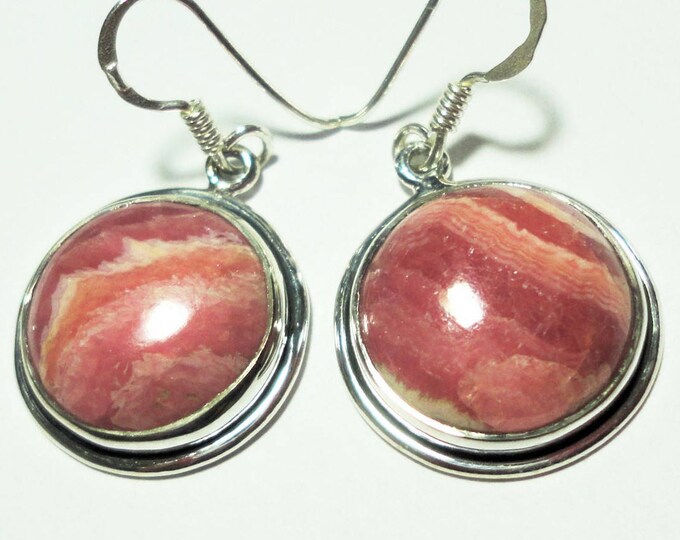 Rhodochrosite Earrings Hot Pink AAA Argentina Rhodochrosite Round ...