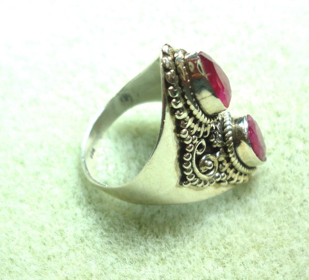 Ruby Ring in Vintage Antique Bali Sterling Silverwork Two | Etsy