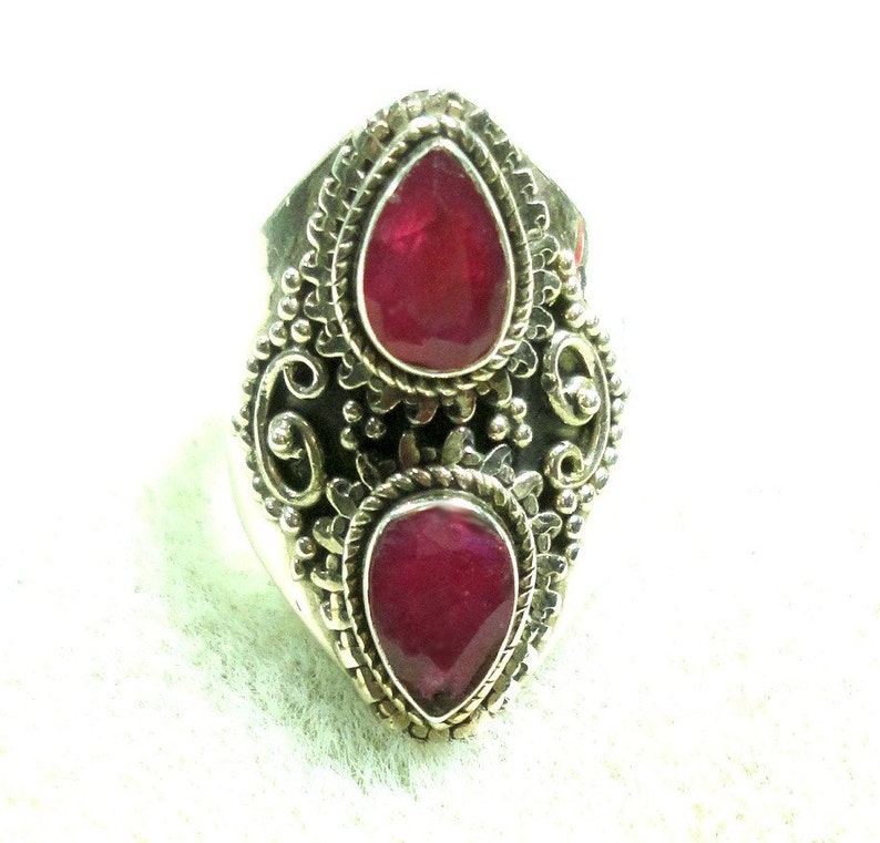 Ruby Ring in Vintage Antique Bali Sterling Silverwork Two - Etsy