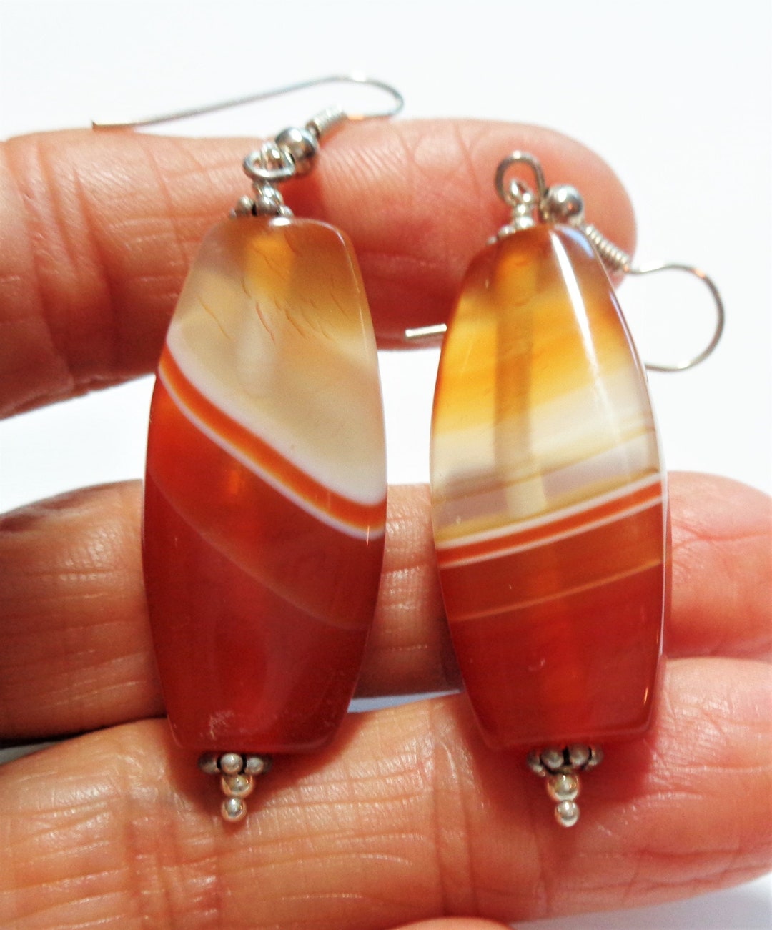 Botswana Banded Red Agate Earrings Are Red Agates With White Bands in 2 ...