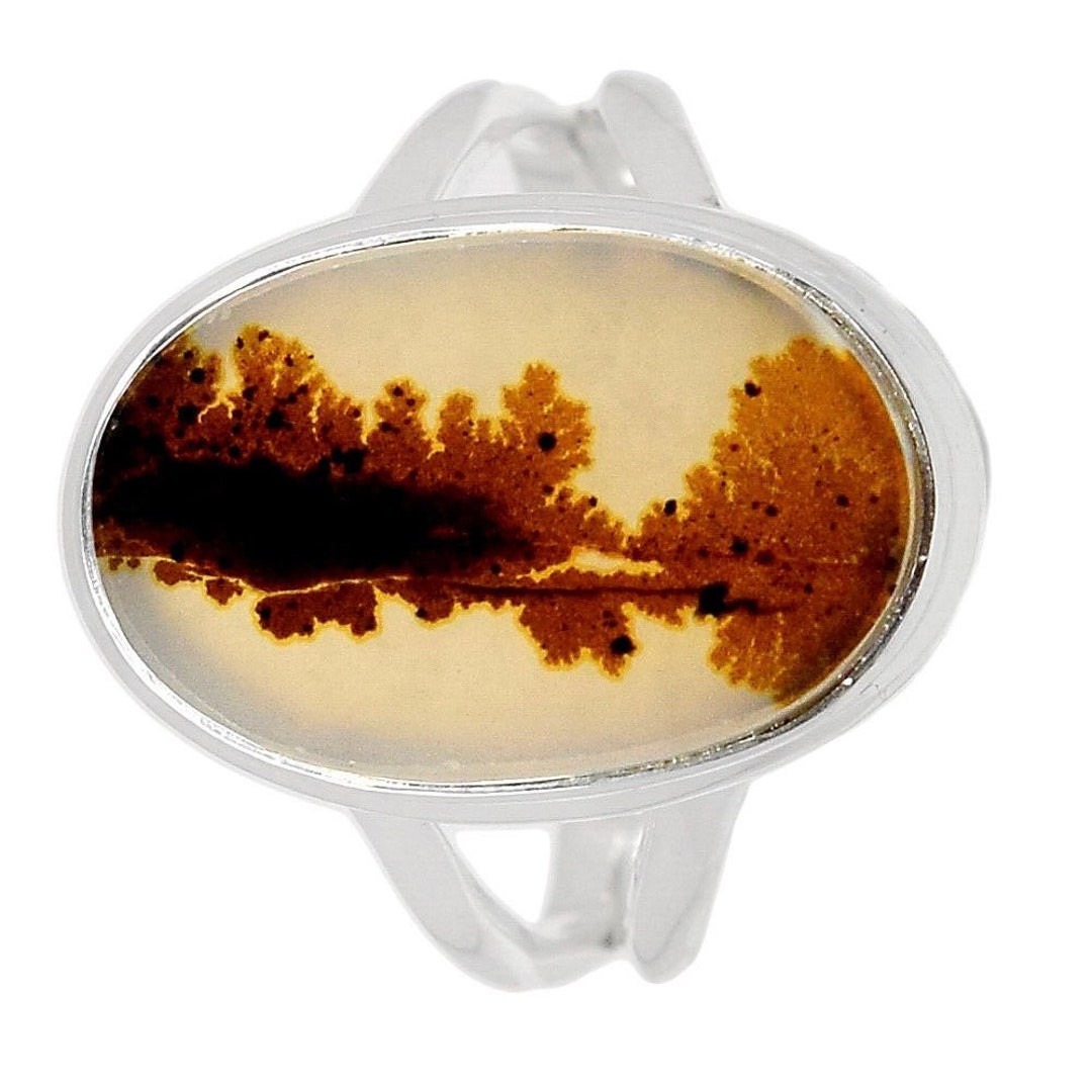 Dendrite Agate Ring is Vintage 1970s With Beautiful Scenic Fall Trees W ...