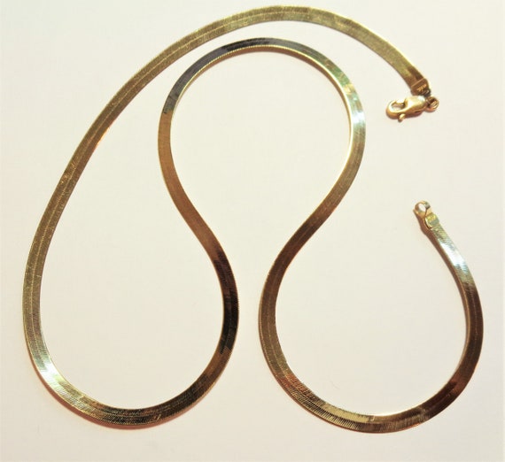 Vintage 14k Solid Gold Herringbone Chain: Italian Mad… - Gem