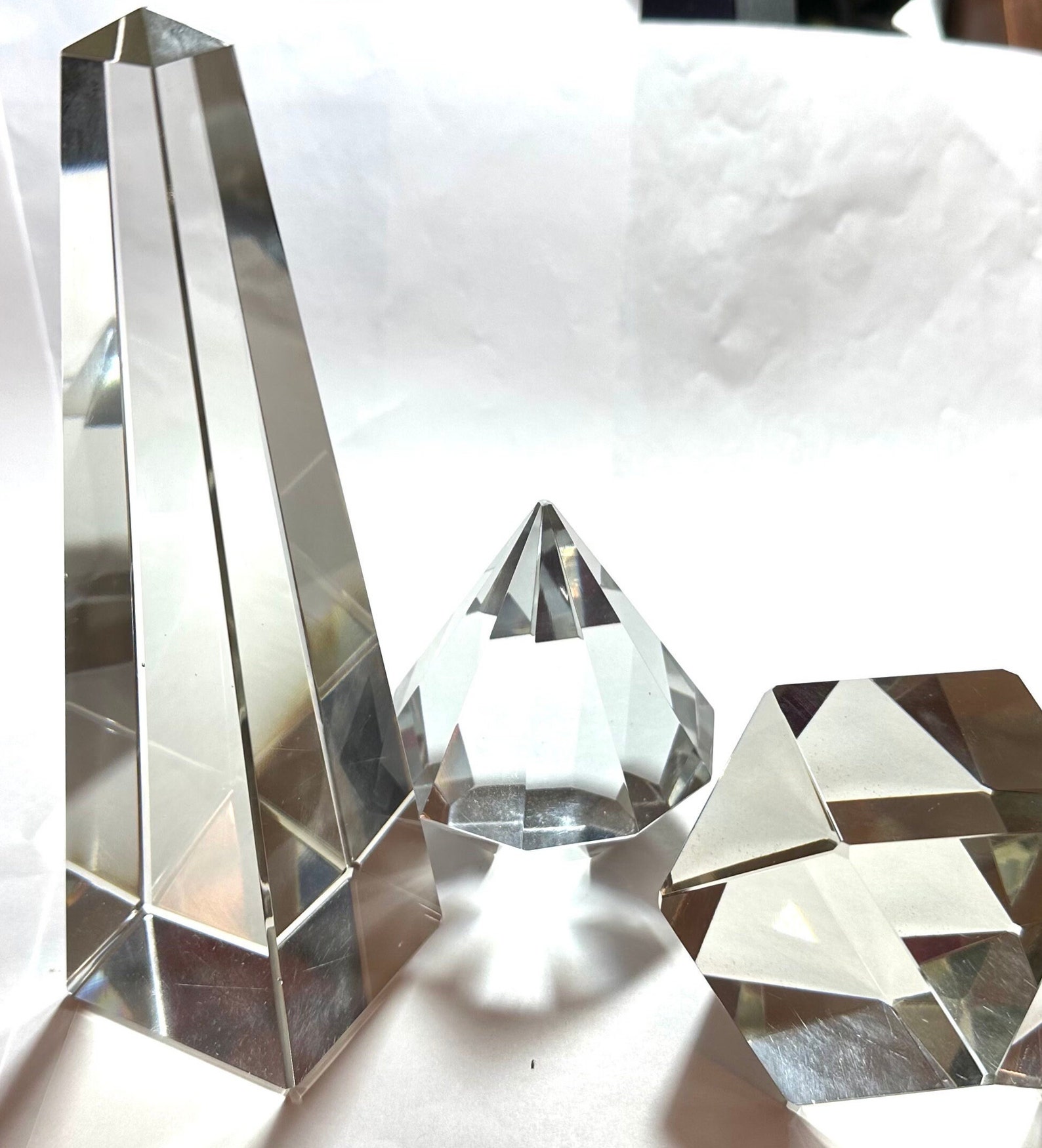 Vintage 1960s Cut Crystal Geometric Prism Decor - Lot of 3 - Etsy